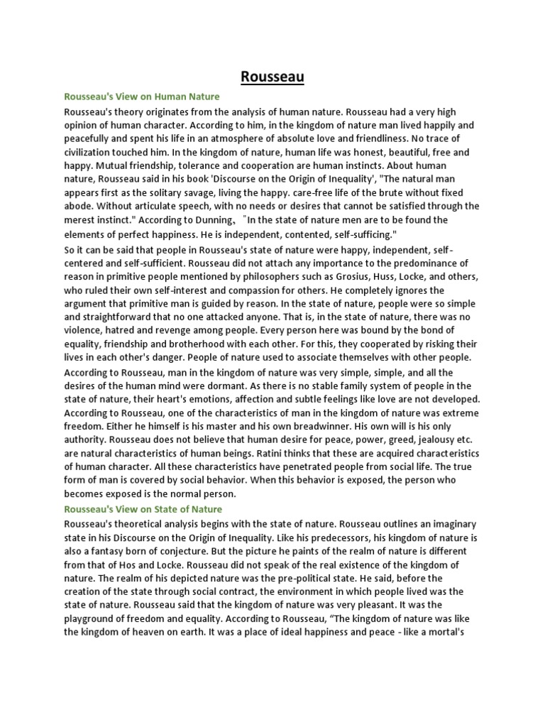 Rousseau's Philosophy | PDF | Sovereignty | Social Contract
