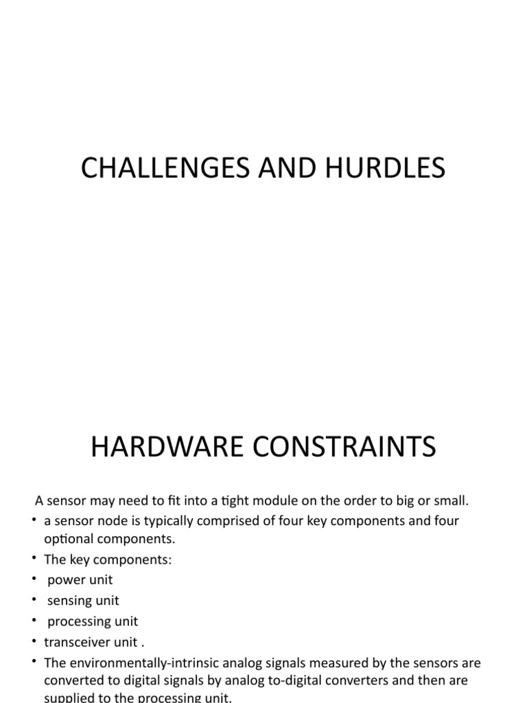 Challenges and Hurdles | PDF | Wireless Sensor Network | Computer Network
