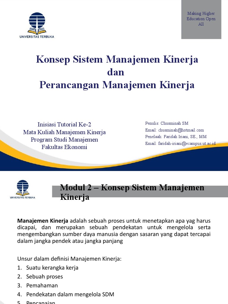 Inisiasi 2 Manajemen Kinerja EKMA4263 (Modul 2 3) | PDF