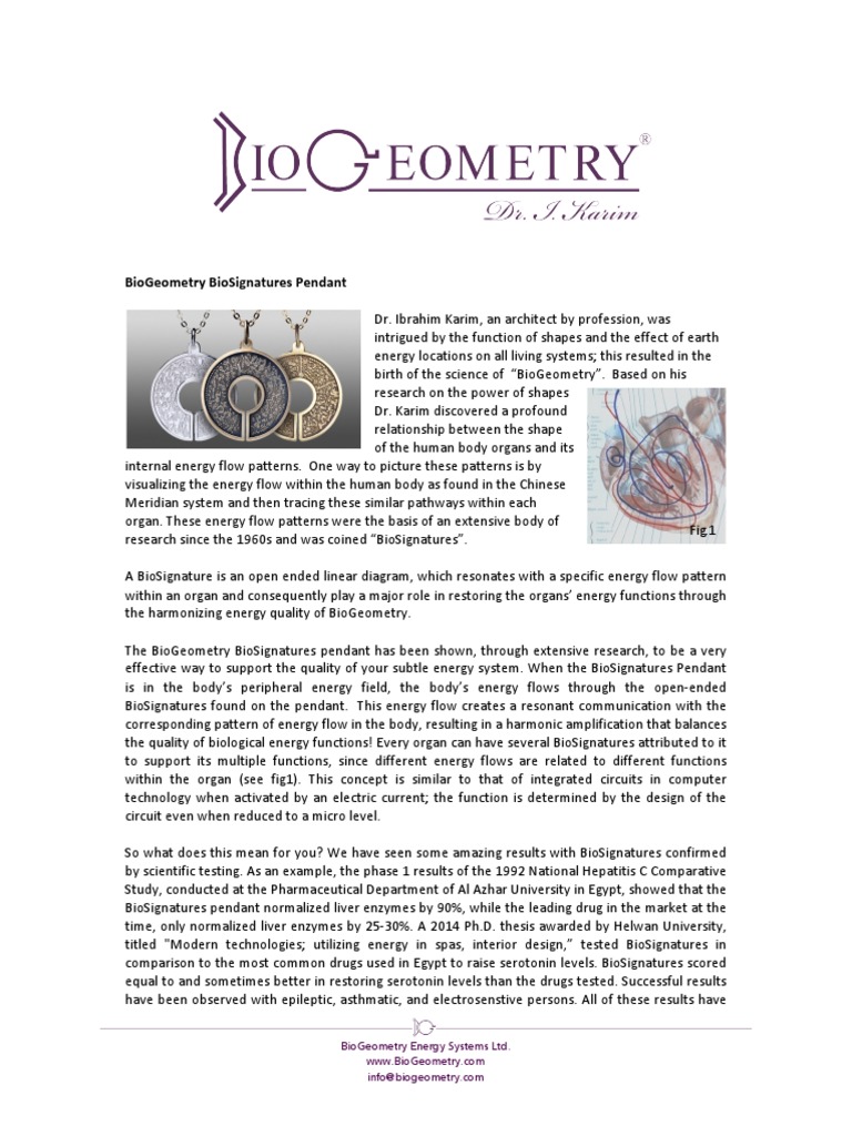 Biogeometry Biosignatures Pendant-2019 | PDF