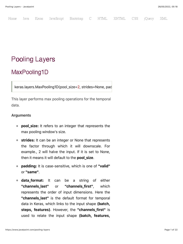 Pooling Layers - Javatpoint | PDF | File Format | Html