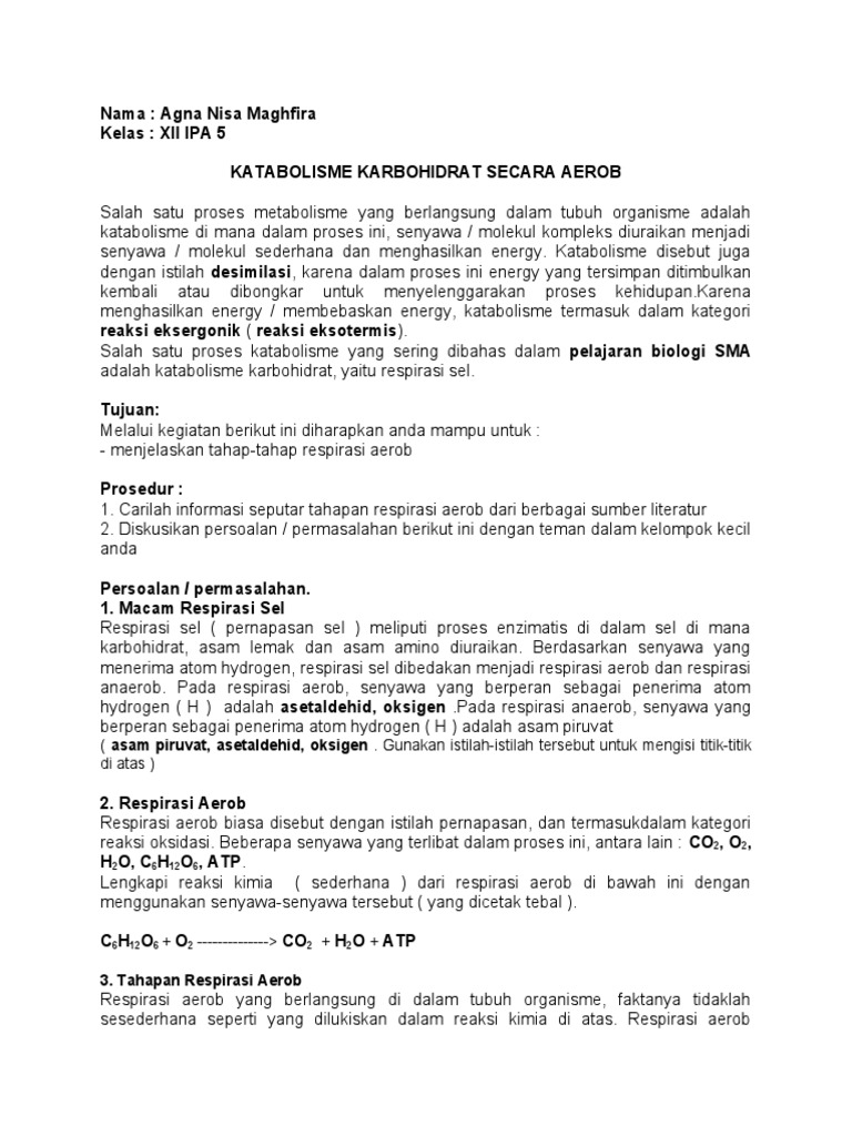 Agna Nisa Maghfira XII IPA 5 Katabolisme | PDF