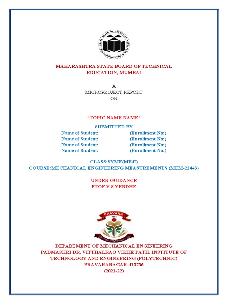 Mechanical Engineering Microproject | PDF