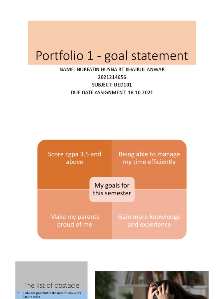 Ued101 Portfolio 1 - Goal Statement | PDF | Career & Growth