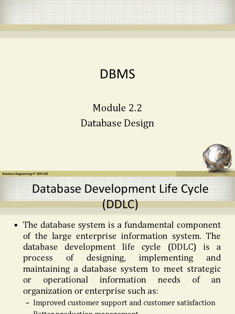 Dbms Module 2 2 Database Design And Life Cycle Pdf