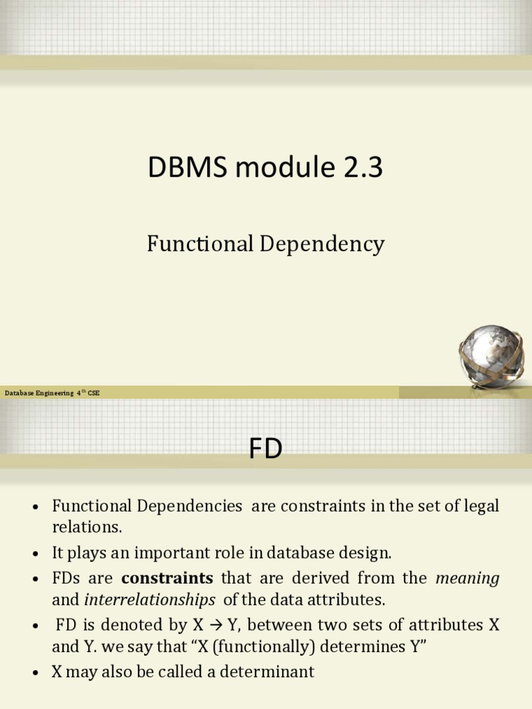 Dbms Module 23 Functional Dependency Pdf Computer Data Data 4758