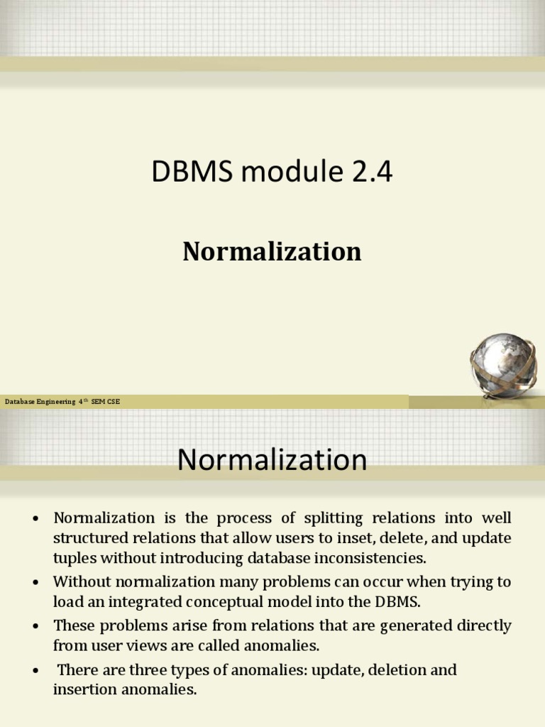 DBMS Module 2.4 Normalization | PDF