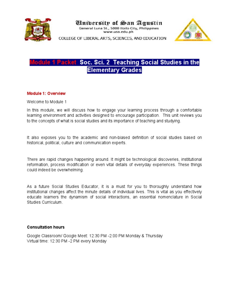 Module 1 Packet Soc. Sci. 2 | PDF | Social Sciences | Curriculum