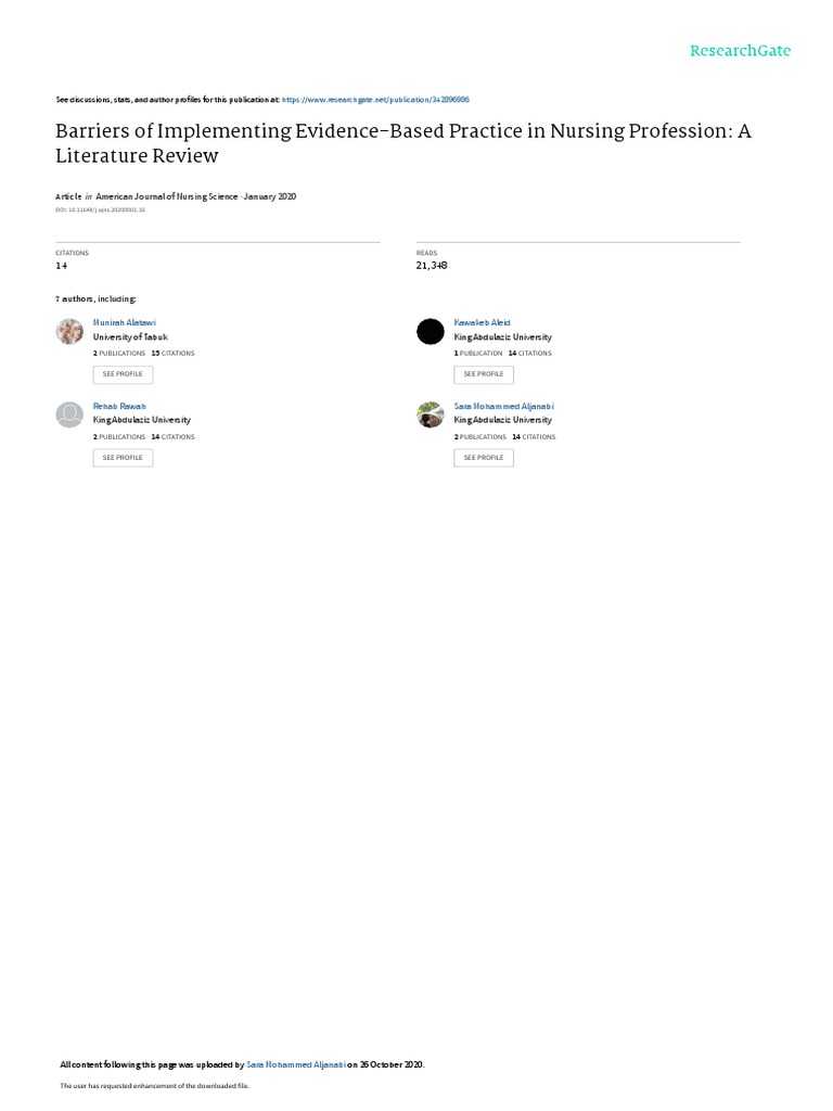 Barriers of Implementing Evidence-Based Practice I | PDF | Evidence ...