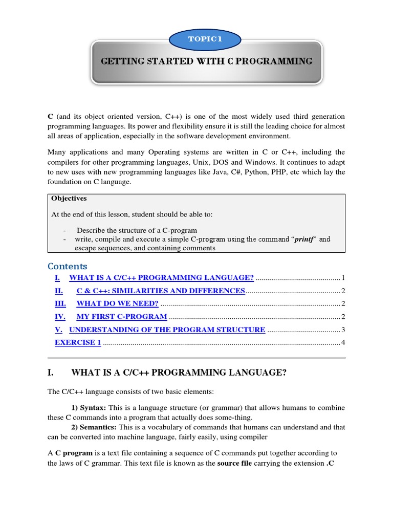 C Progamming Topic1and2 Hnd1 Pdf Data Type Integer Computer Science