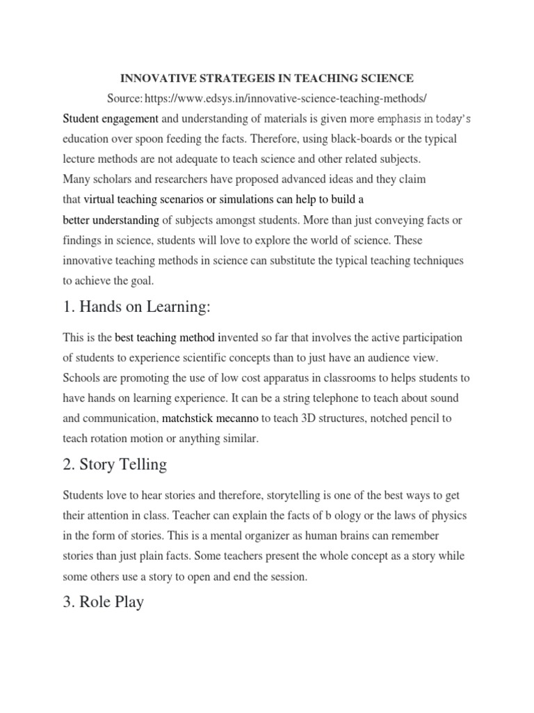 11 Innovative Strategies in Teaching Science | PDF | Teaching Method ...