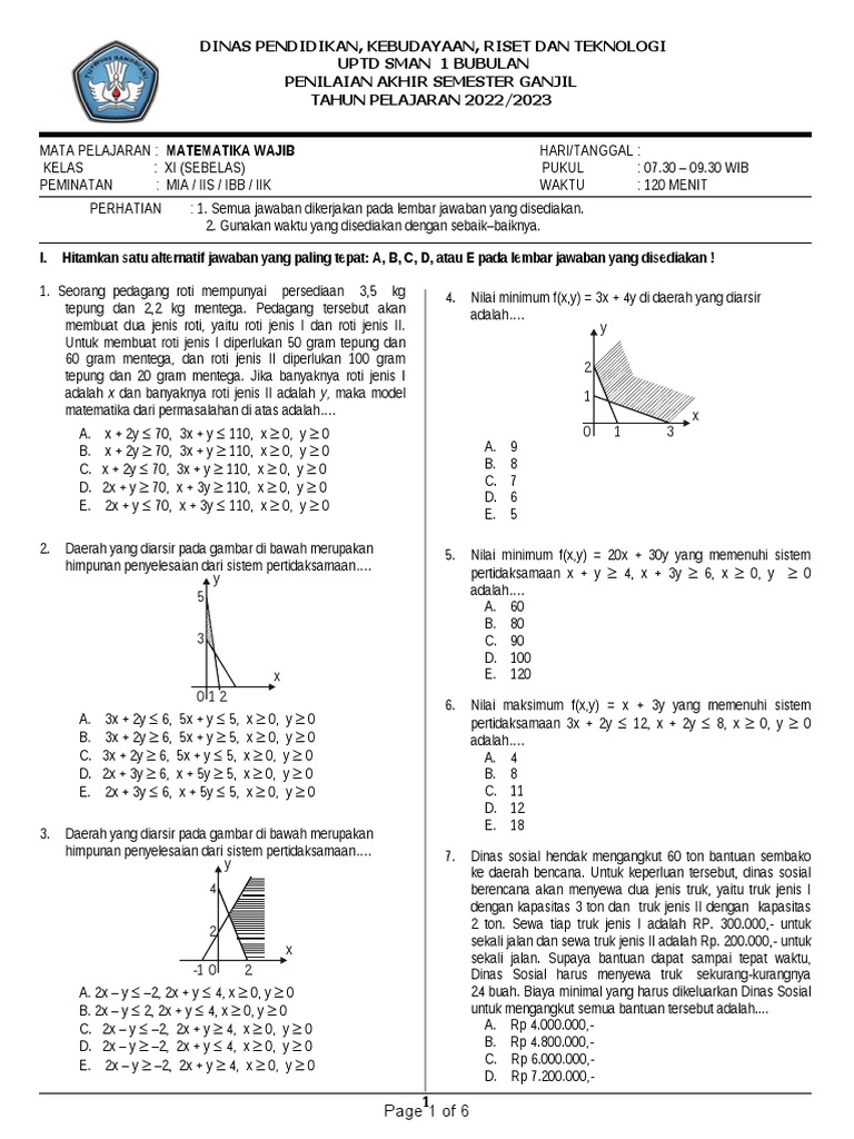SOAL PAS MTK WAJIB KELAS XI K13 - WWW - Kherysuryawan.id | PDF