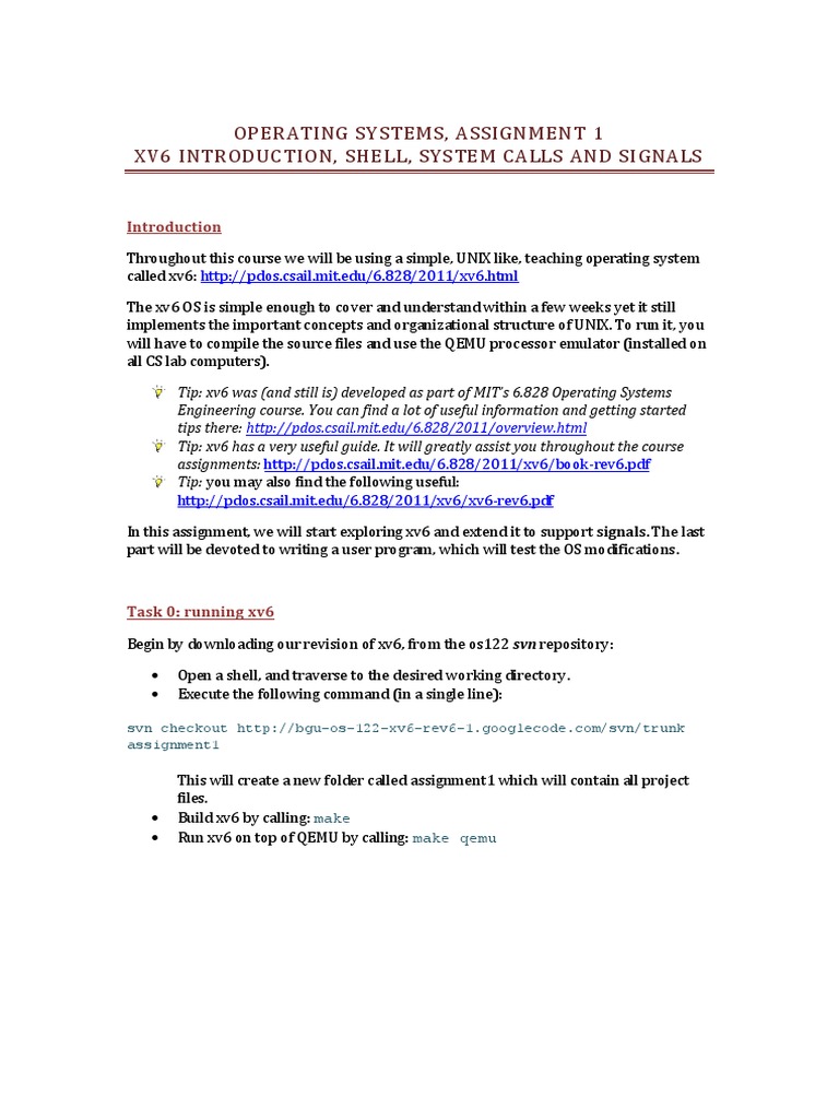 Operating Systems - Assignment 1 | PDF | Operating System | System Software