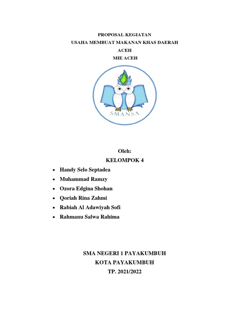 Proposal Usaha Mie Aceh Khas Payakumbuh | PDF