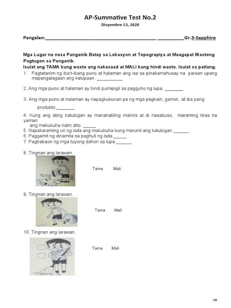 AP-Summative Test No.2 - Q1 | PDF