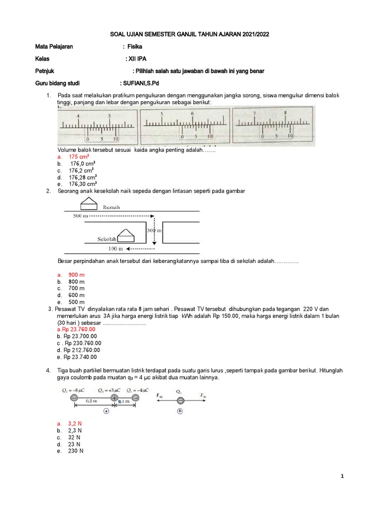 Soal FISIKA Ujian XII MIA 2022.GANJIL | PDF | Sains & Matematika
