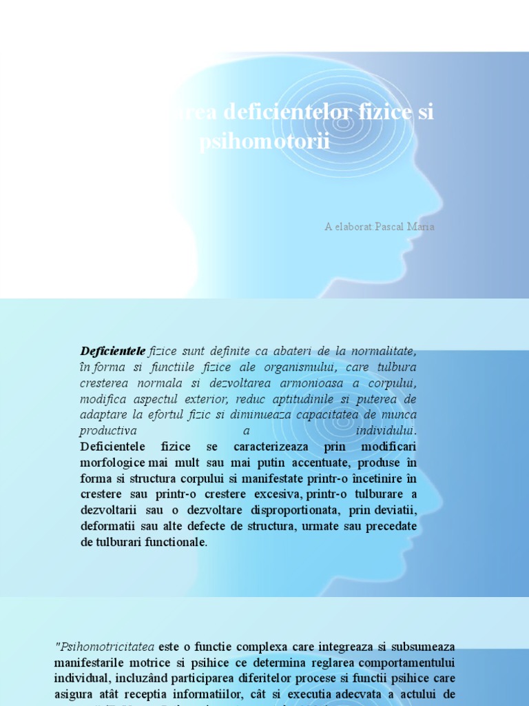Clasificarea Deficientelor Fizice Si Psihomotorii | PDF