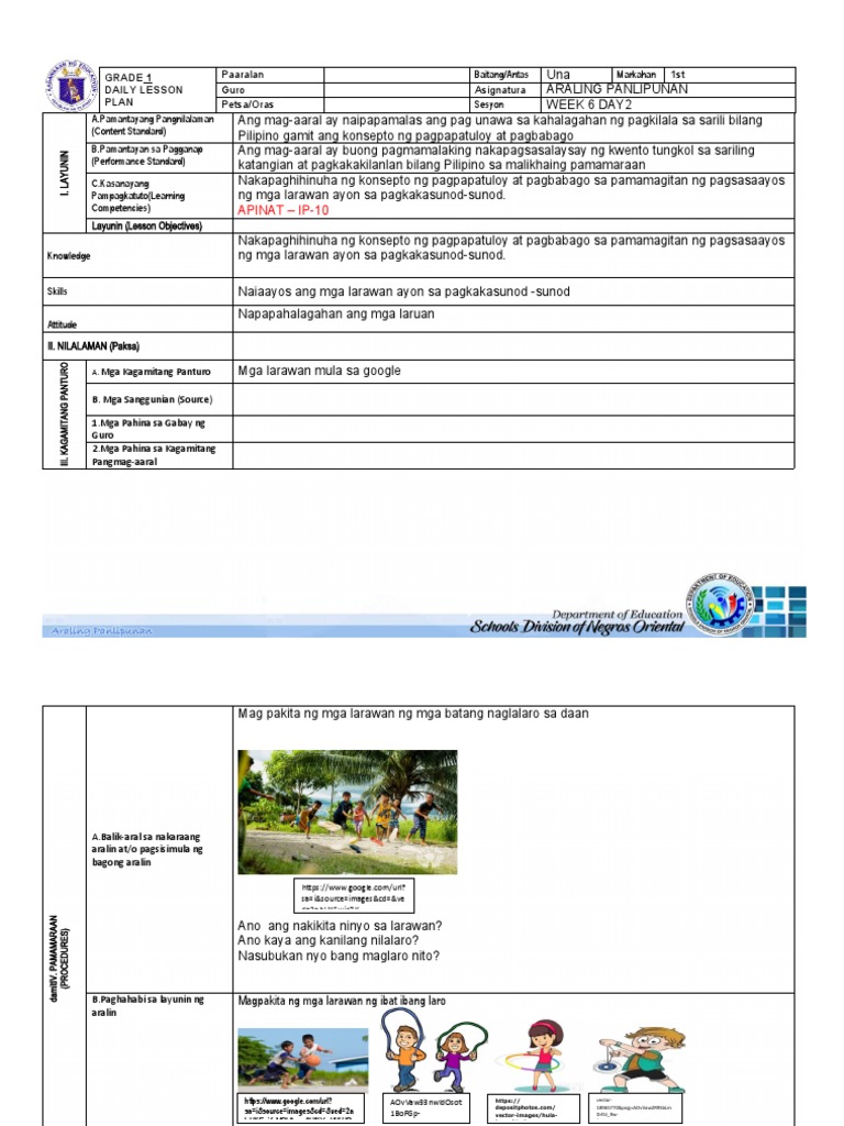 Apinat - Ip-10: Grade 1 Daily Lesson Plan | PDF