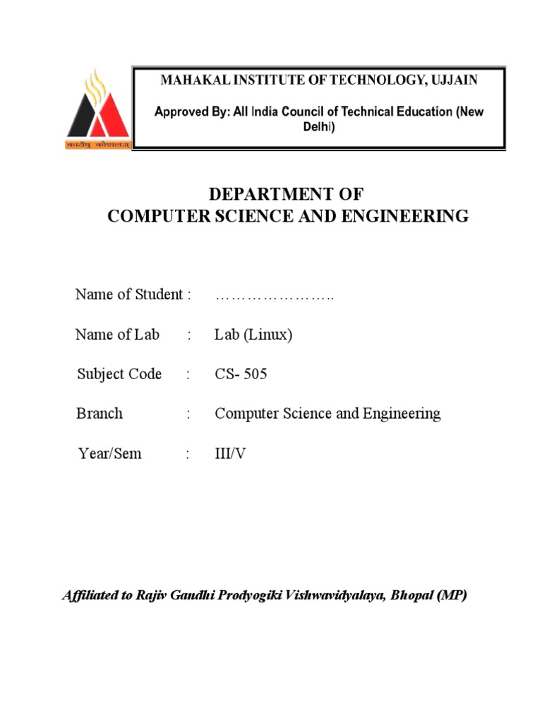 Linux Lab Manual (cs-505) | PDF