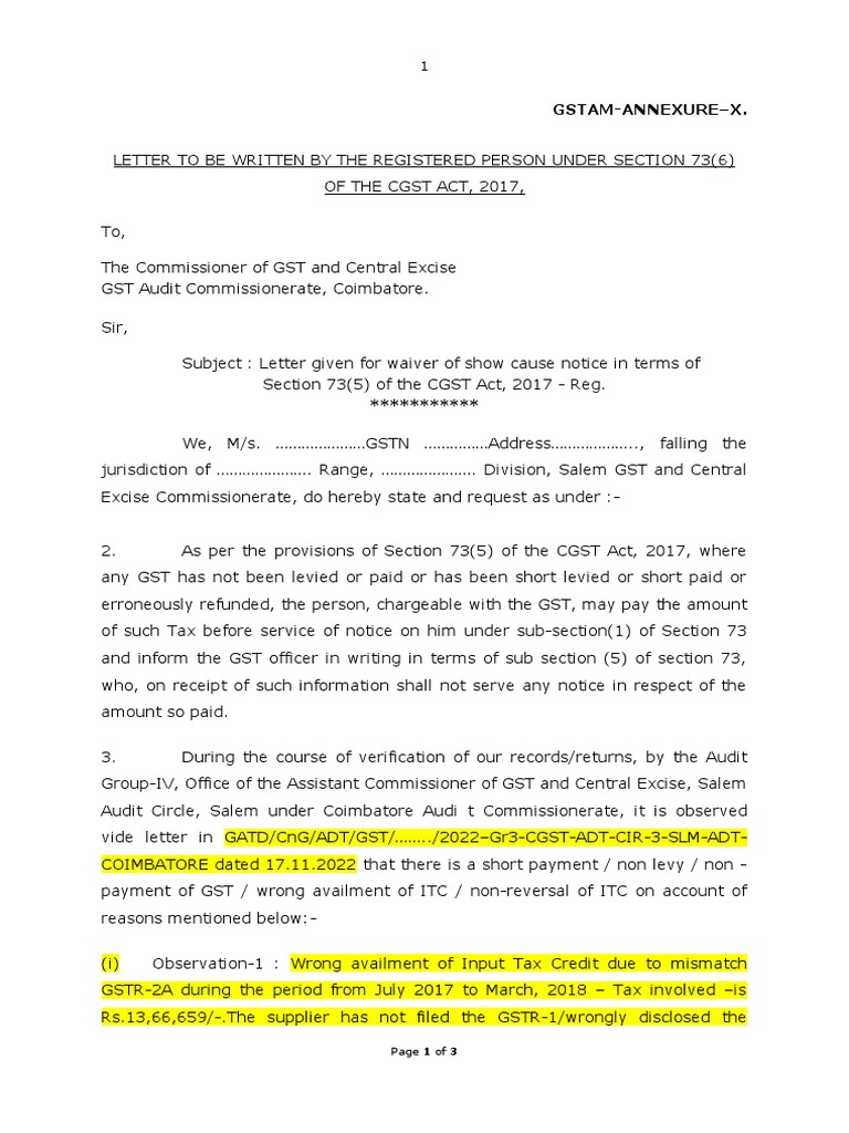 Annexure-X - Waiver of SCN & Penalty | PDF