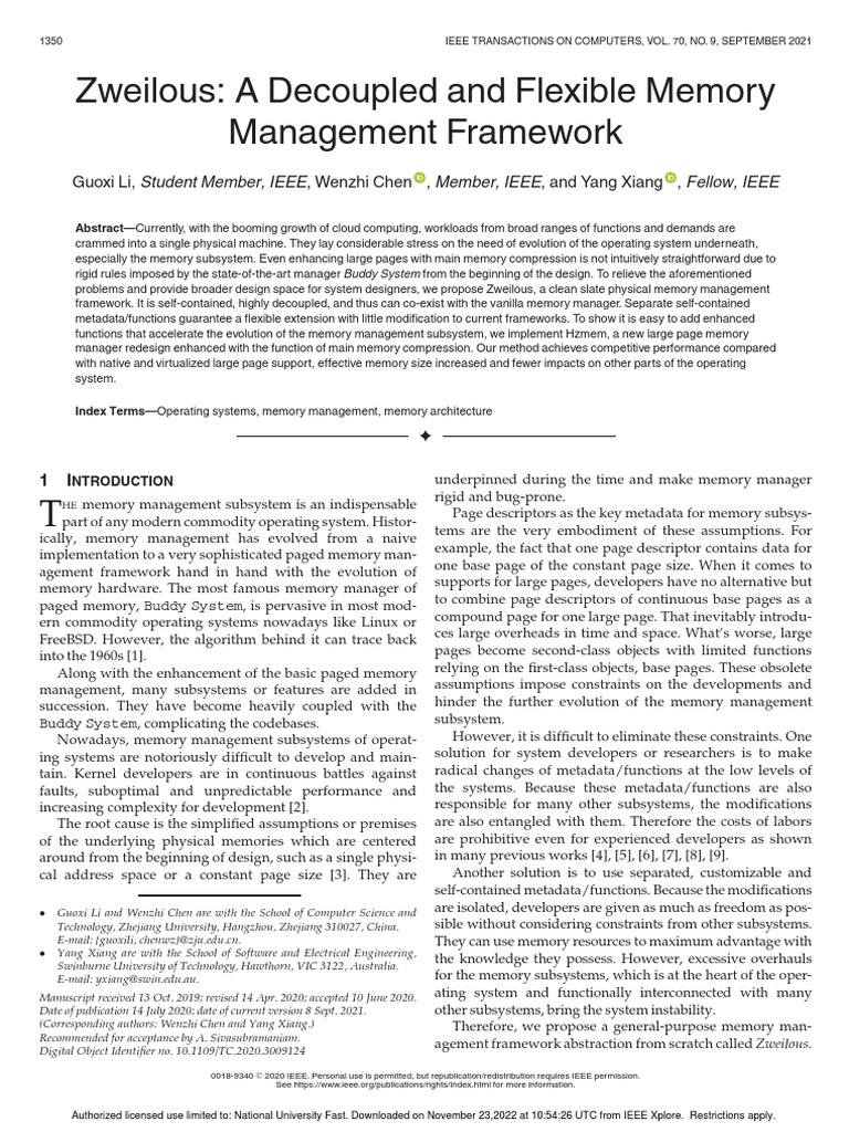 Zweilous A Decoupled and Flexible Memory Management Framework | PDF | Operating System | Kernel ...