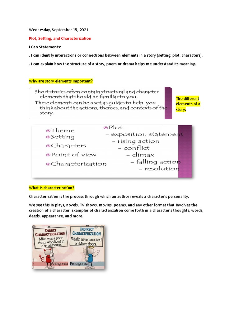 Understanding Plot, Setting, and Characterization | PDF | Plot ...