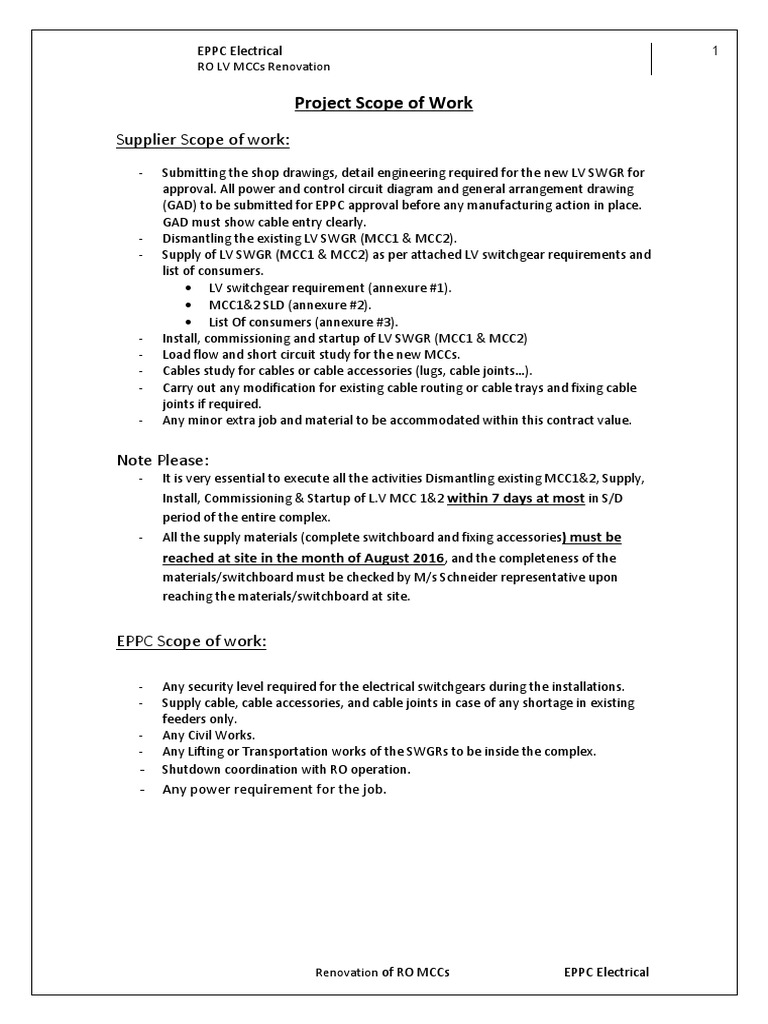 1-Project Scope of Work | PDF