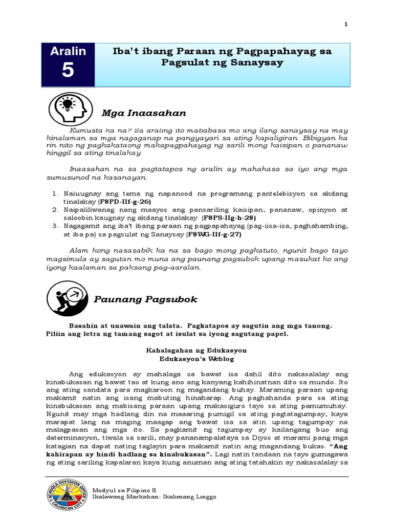 Filipino 8 Q2 Week 5 | PDF