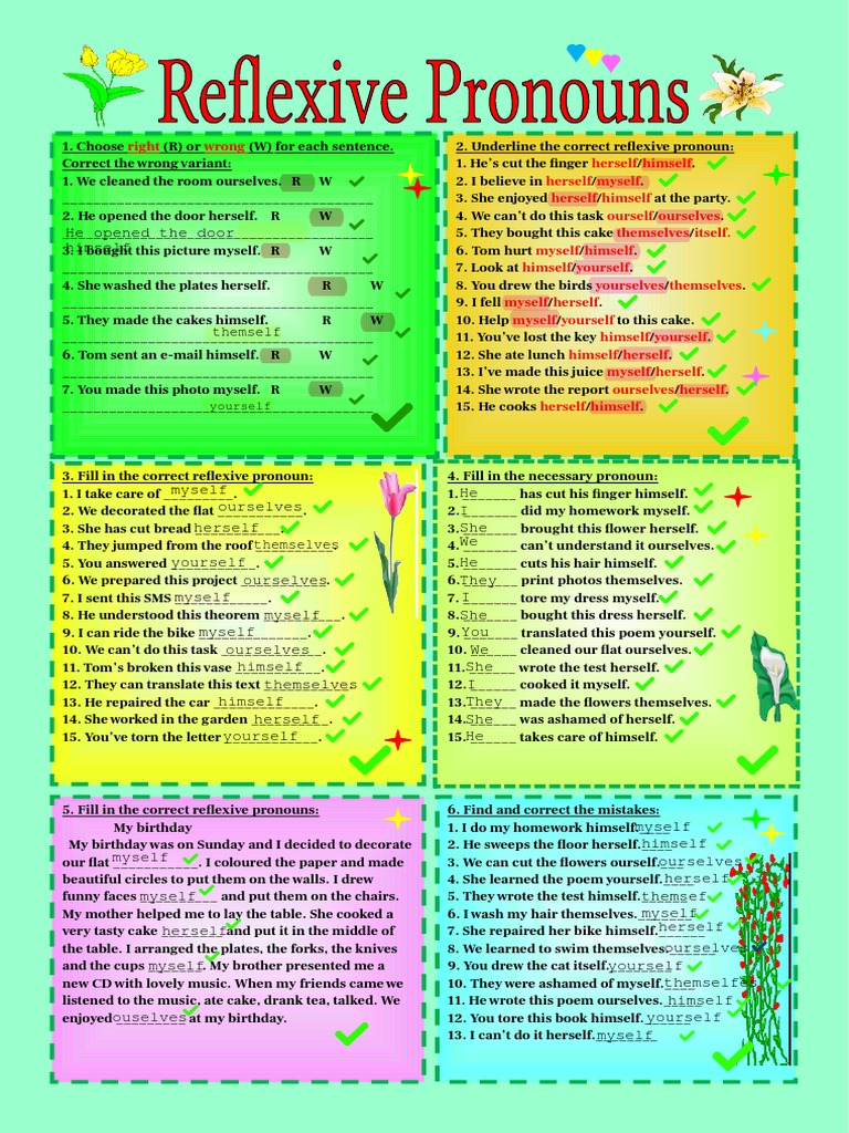 (Template) Reflexive-Pronouns Exercises | PDF