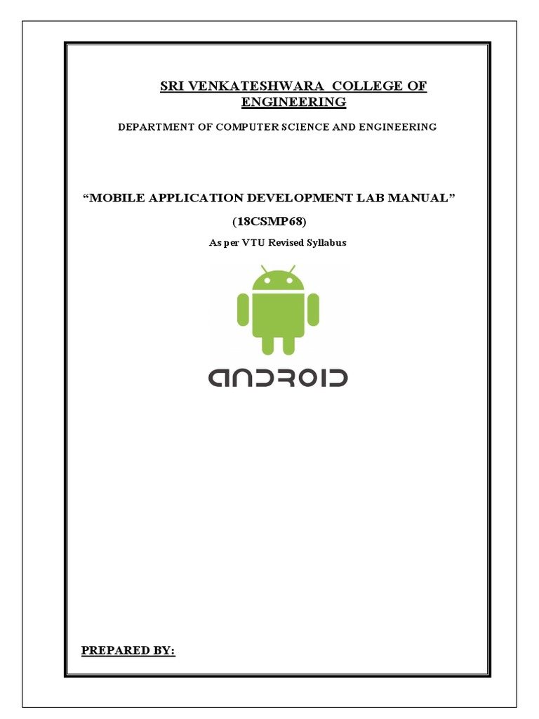 Mobile App Development Lab Manual | PDF | Android (Operating System ...