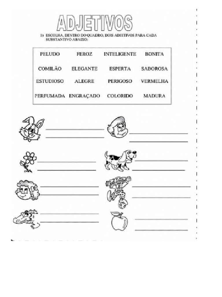 Atividade Sobre Adjetivos | PDF