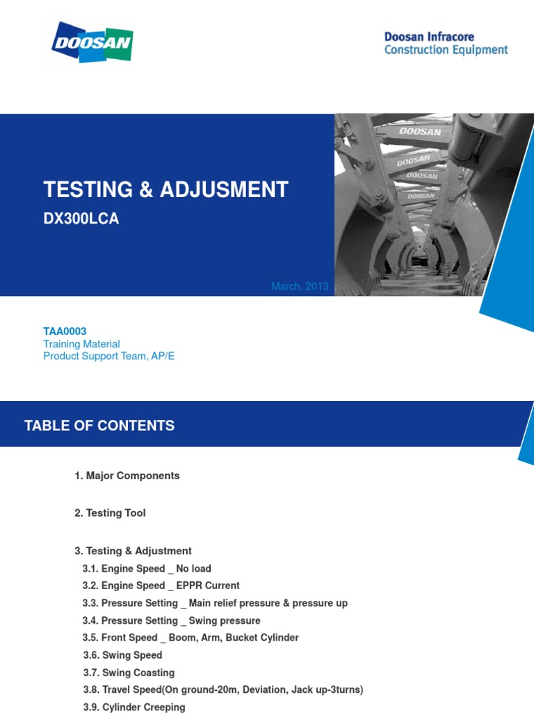 Testing & Adjusting For Excavator | PDF