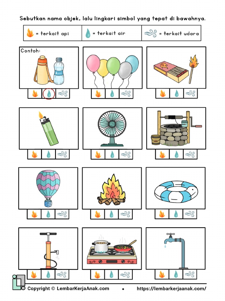Tema Air, Udara, Api - Melingkari Simbol | PDF