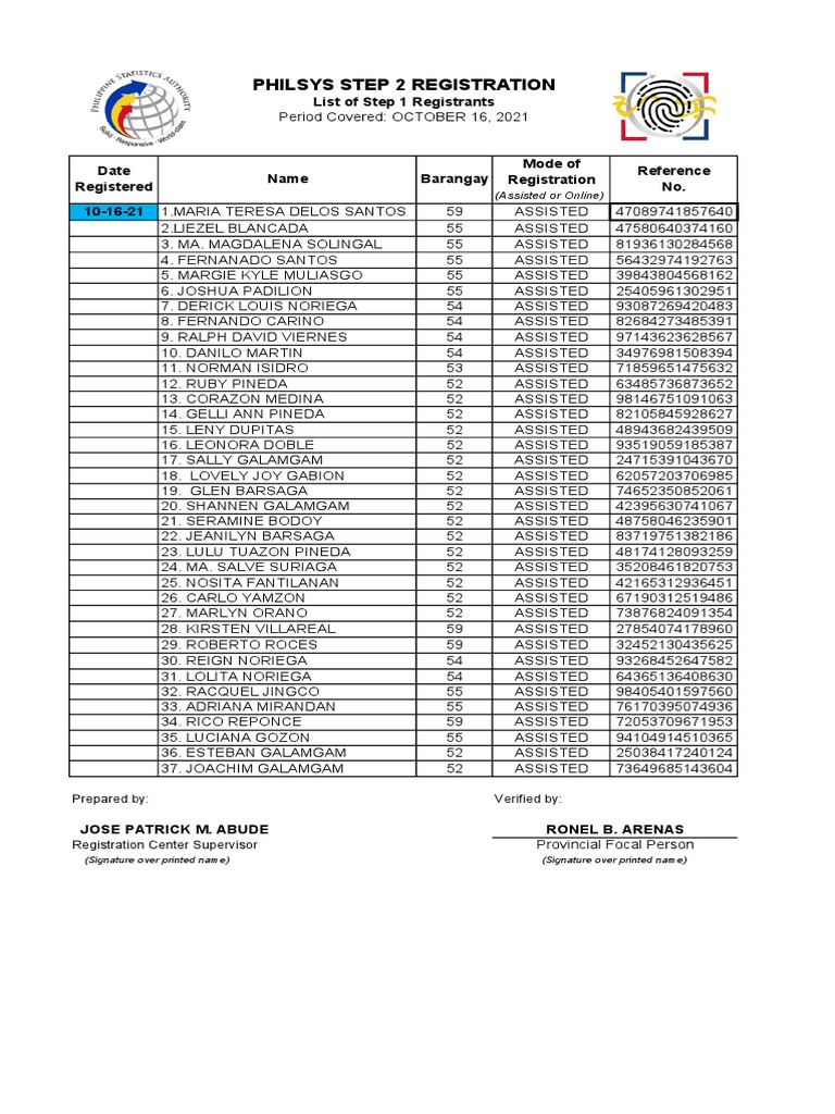 Philsys Step 2 Registration: (Assisted or Online) | PDF