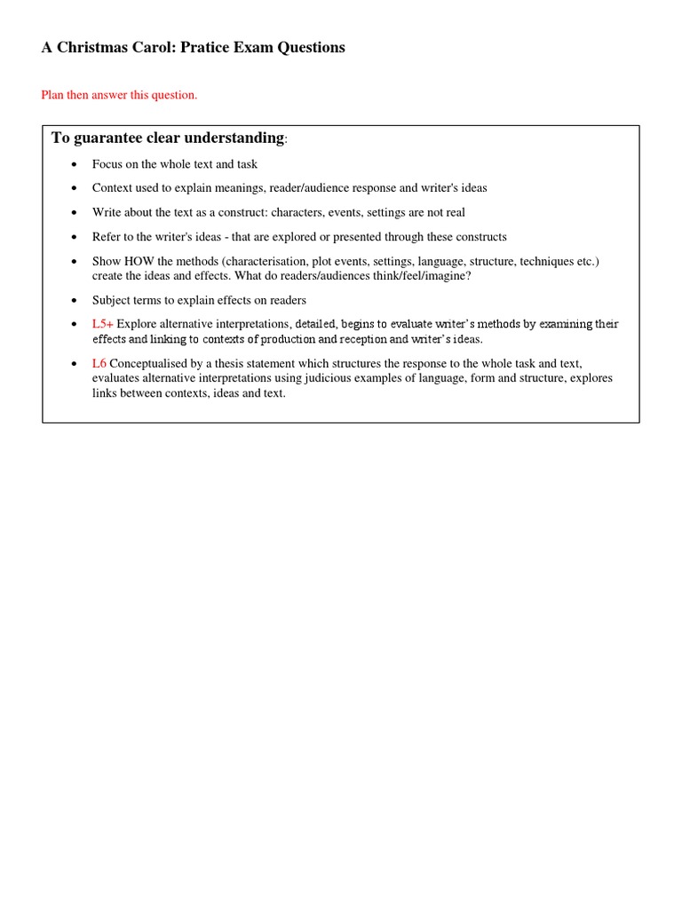 A Christmas Carol Practice Exam Qs | PDF | Ebenezer Scrooge | A ...