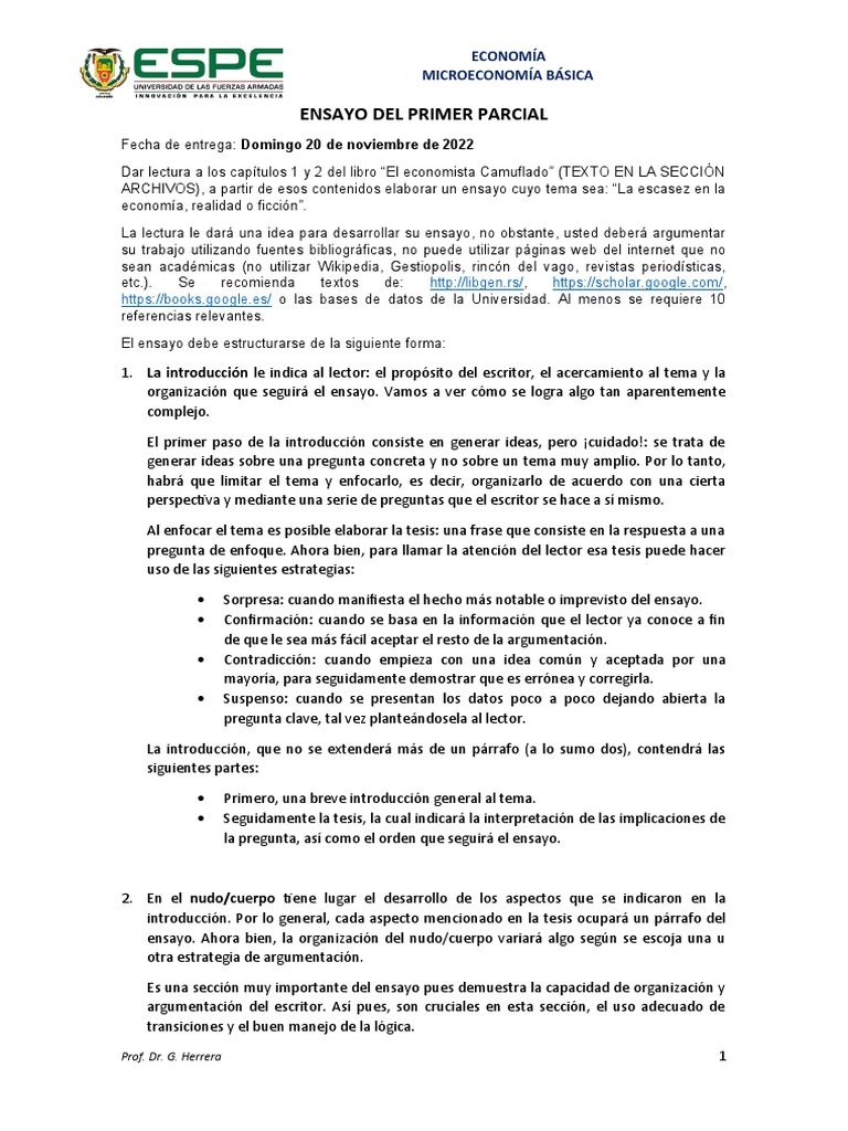 Micro Basica ENSAYO DEL PRIMER PARCIAL 1-3 | PDF | Ensayos | Escritores