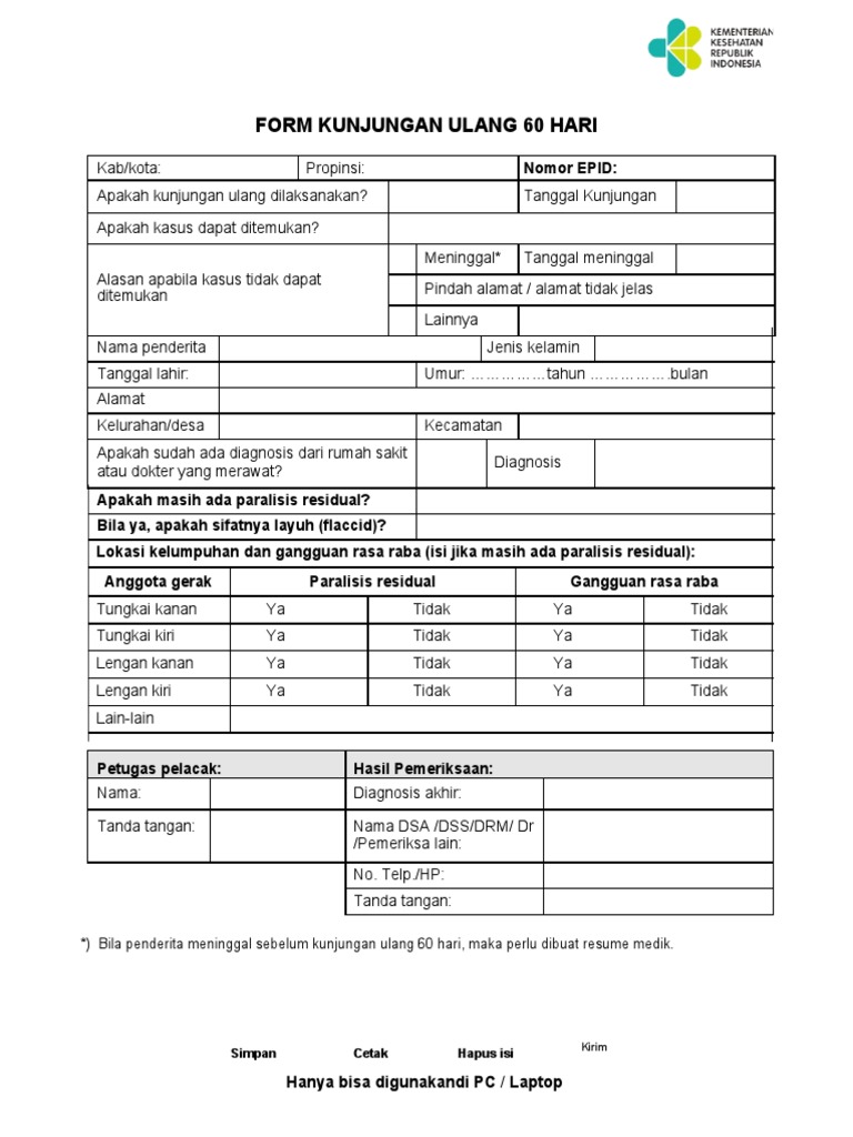 Formulir Kunjungan Ulang 60 Hari | PDF