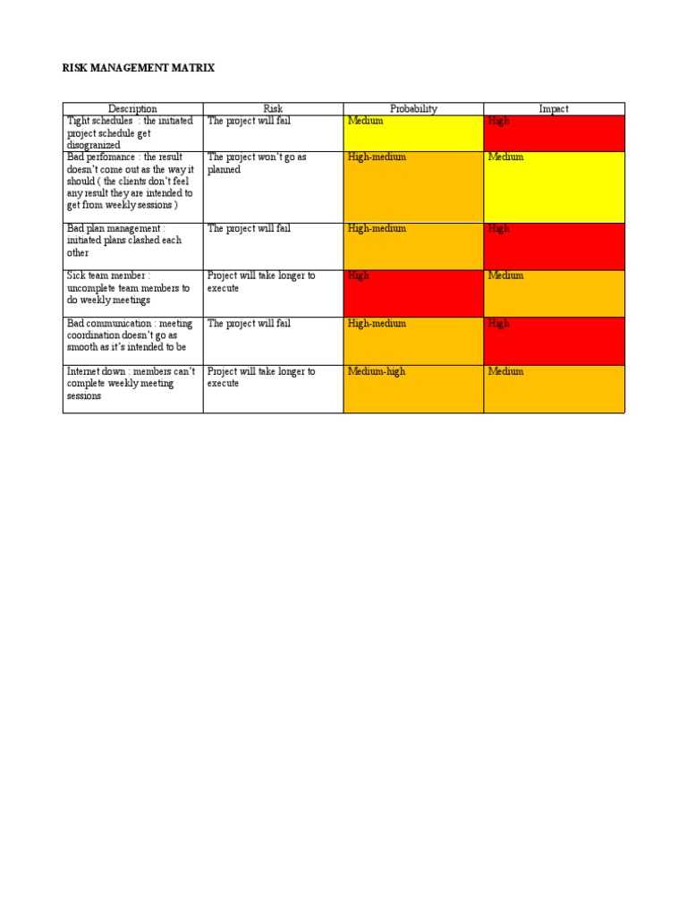 Risk Management Matrix | PDF | Career & Growth