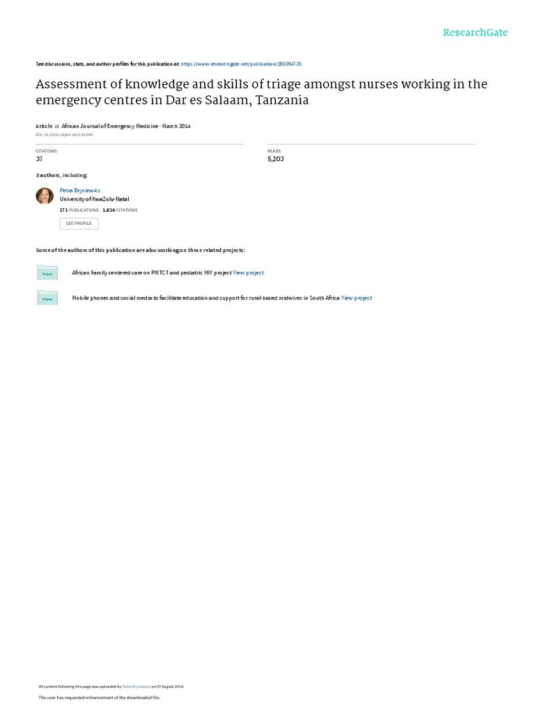 Assessment of Knowledge and Skills of Triage Among | PDF | Emergency ...