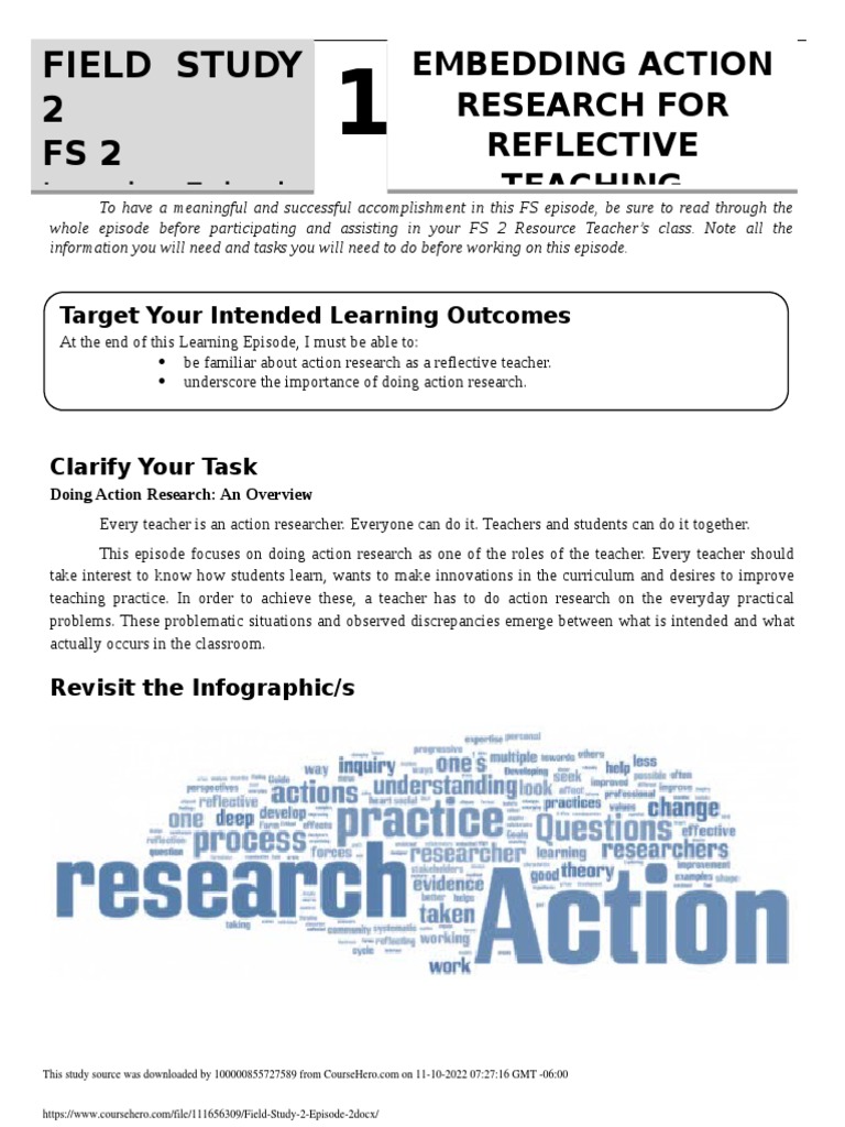 Field Study 2 Episode 2 | PDF | Teachers | Action Research