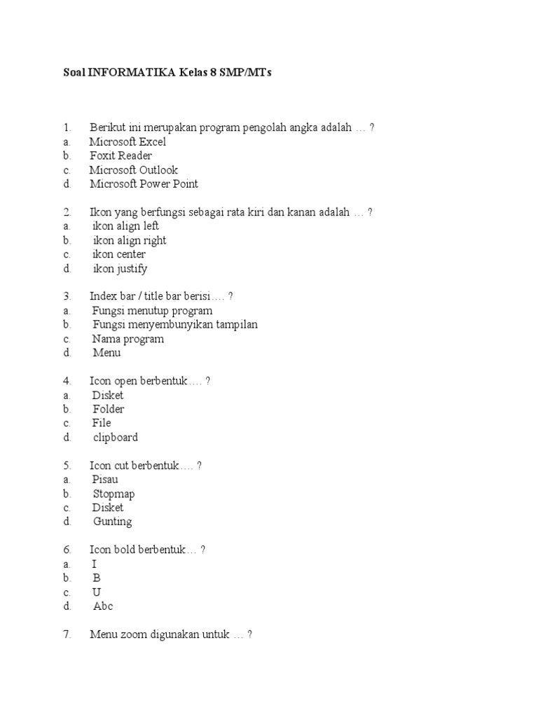 Soal Uas Informatika Viii | PDF
