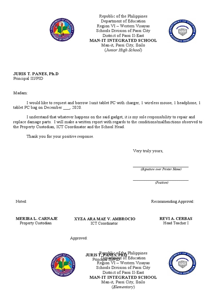 Request Letter For PC TABLETfinal | PDF