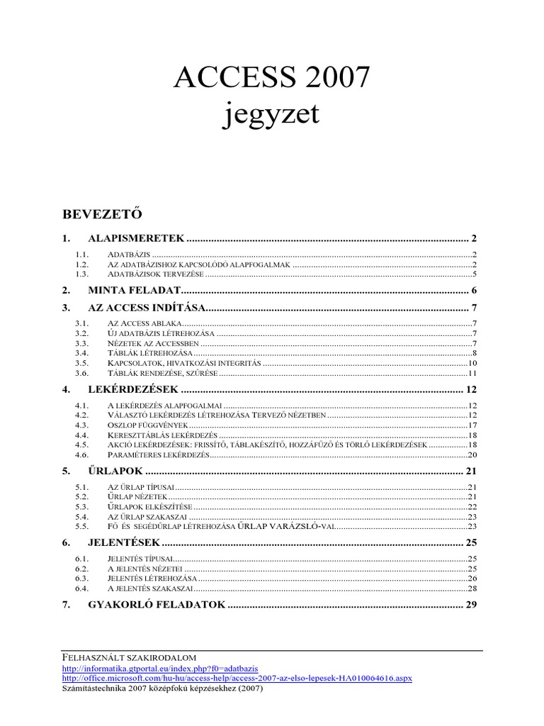 Access2007 Jegyzet | PDF