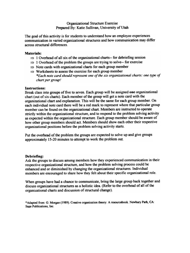 Org Structure Exercise | PDF | Organizational Structure | Cognition