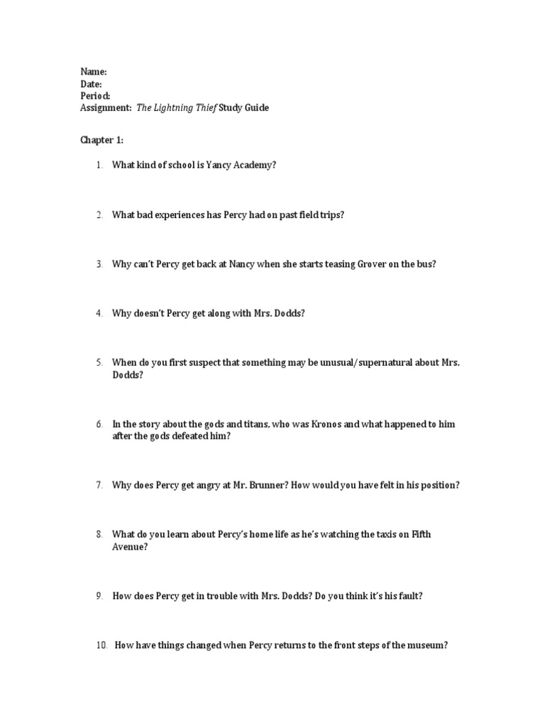 Percy Jackson: The Lightning Thief Guide | PDF