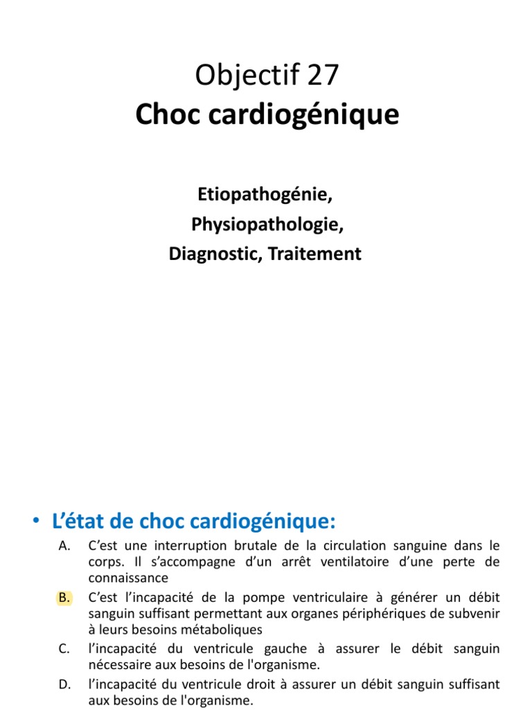 Choc Cardiogénique: Objectif 27 | PDF
