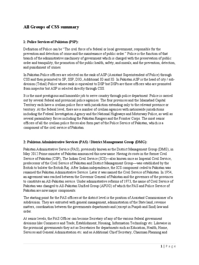 All Groups of CSS Summary | PDF | Diplomatic Rank | Governance
