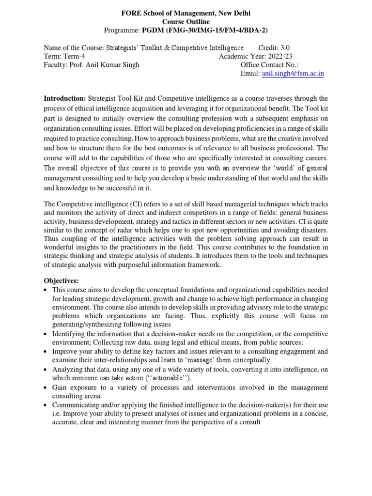 SKTCI - Course Outline | Download Free PDF | Mc Kinsey & Company | Analysis