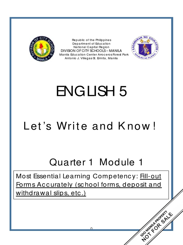 ENGLISH 5 Q1 W1 Mod1 Fillout Forms Accurately | PDF