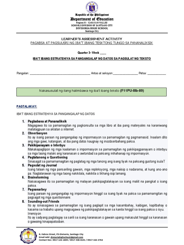 Pagbasa LAA Week 3 | PDF